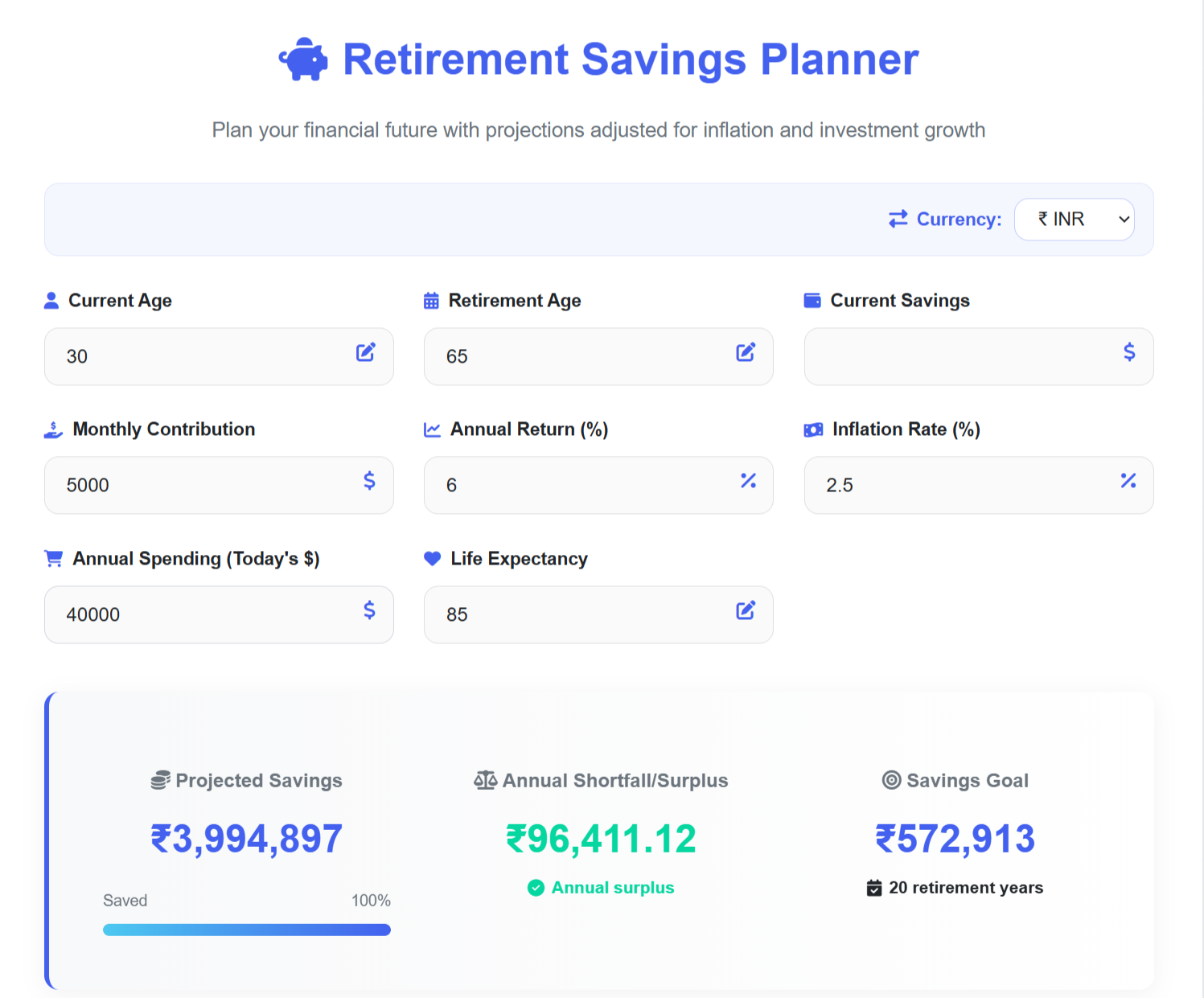 Retirement Savings Plan Calculator – Estimate Your Future Wealth in ...